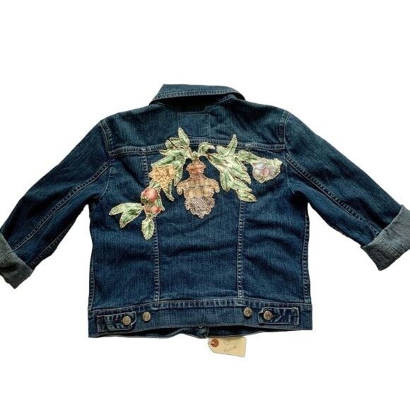 Seams by Rachel | Jackets & Coats | Custom Denim Jacket Floral Applique ...